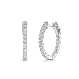 9ct White Gold Round Brilliant 1.00ct Lab Grown Diamond Micro Set Hoop ...