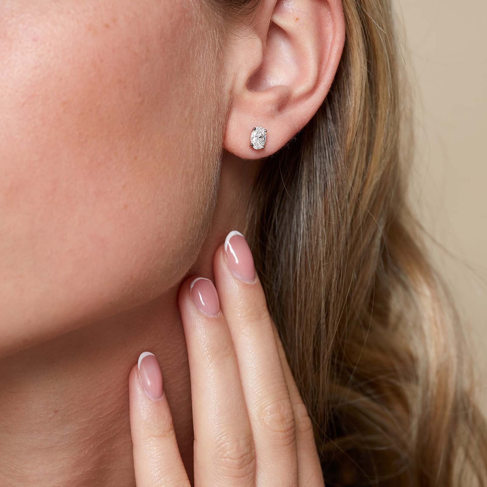 18ct White Gold 1.00ct Oval Lab Grown Diamond Earrings