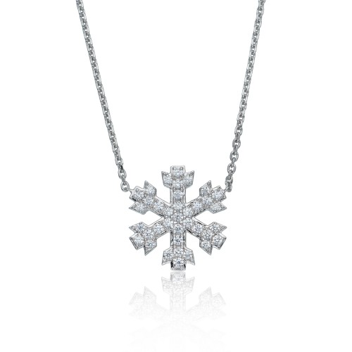 9ct White Gold Brilliant Cut 0.25ct Diamond Snowflake Necklace