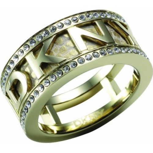 DKNY Gold-Plated Logo Ring